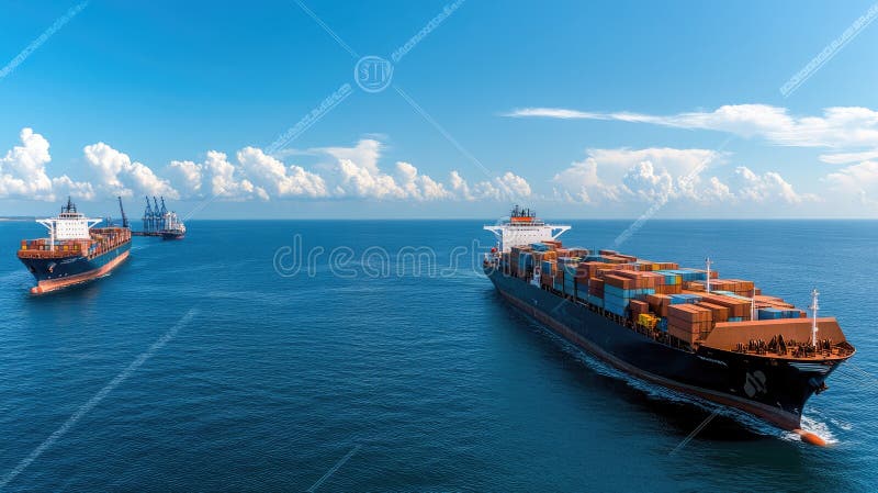 A Colossal Container Ship Sails through the Ocean, Transporting Cargo ...