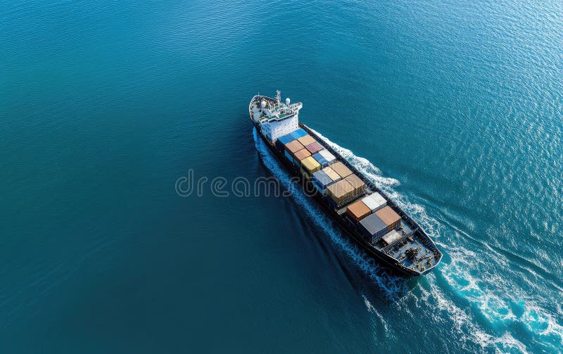 A Colossal Container Ship Sails through the Ocean, Transporting Cargo ...