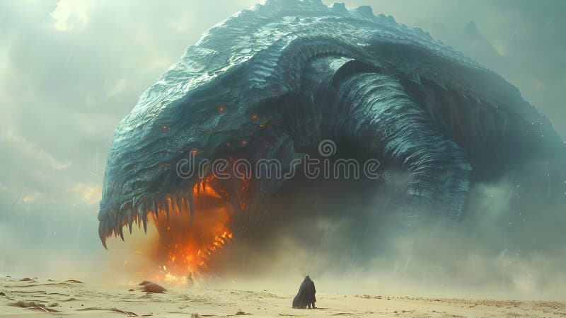 Mysterious Creature Emerging from the Desert Landscape Stock Photo ...