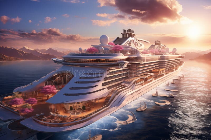 A Colossal Cruise Ship of the Future Huge with Skyscrapers and Hundreds ...