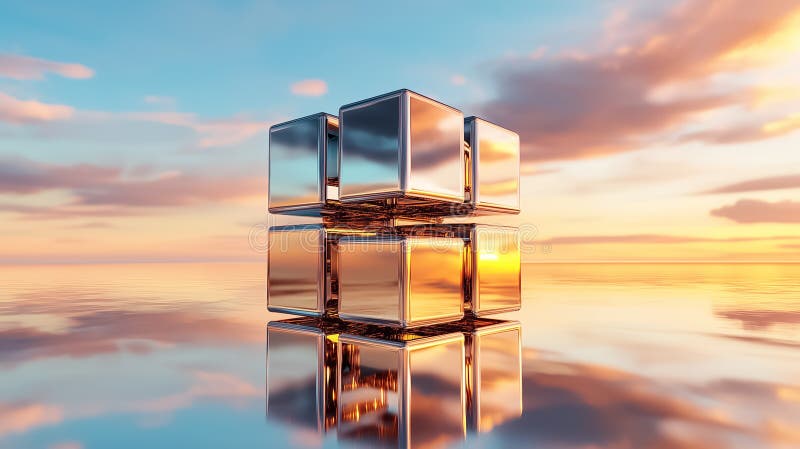 A Colossal Cube Formed from Countless Smaller Cubes Hovers in a ...