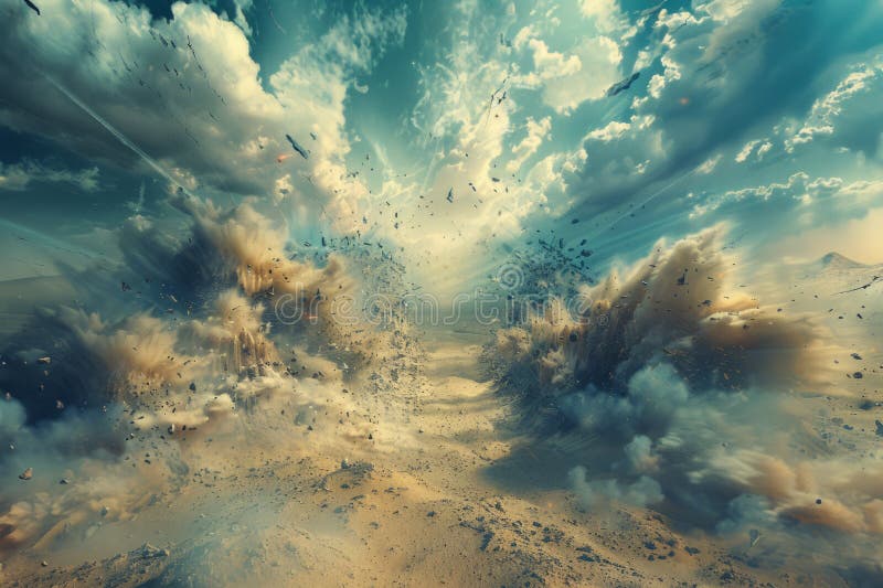 Epic Explosion Amidst a Surreal Sky Dramatic Depiction of Cloud and ...