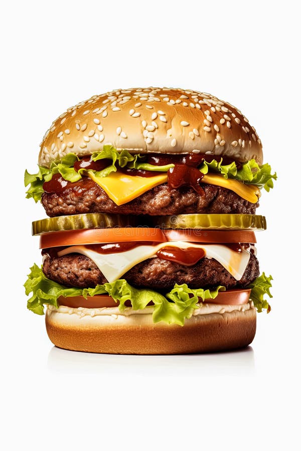 A Colossal Hamburger Piled High with an Array of Toppings Stock Photo ...