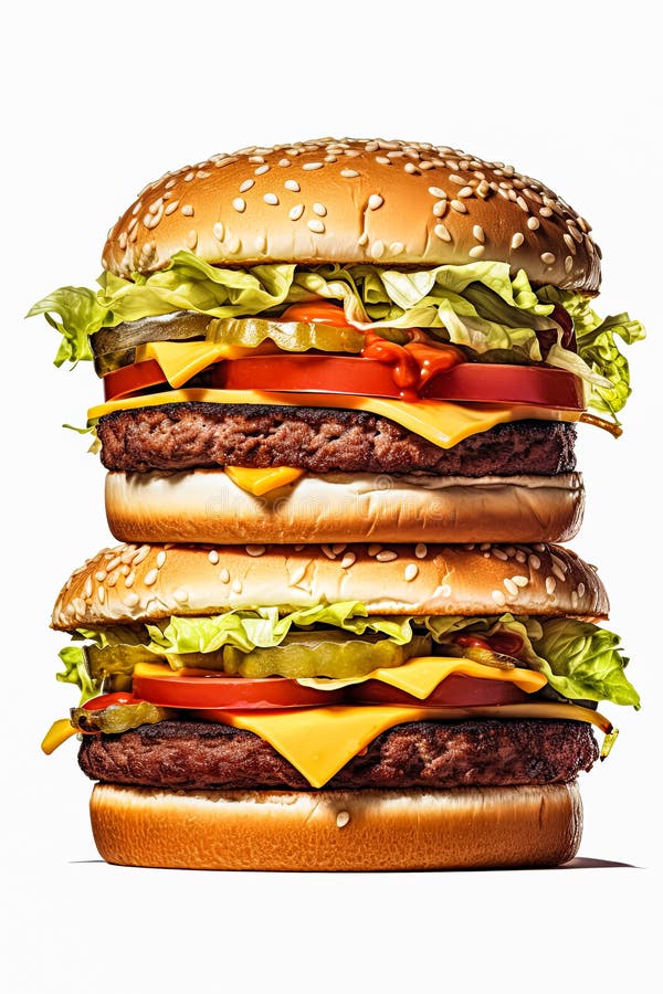 A Colossal Hamburger Piled High with an Array of Toppings Stock Photo ...