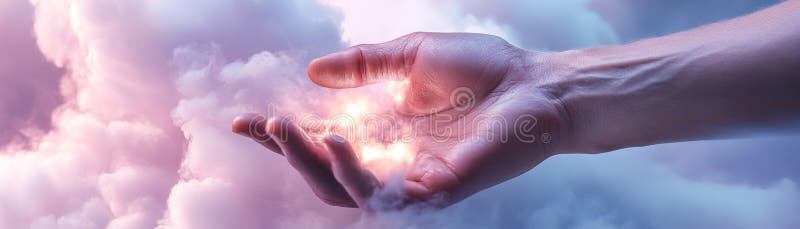 A Colossal Hand of God Emerges from a Soft-focus Sky, Surrounded by ...