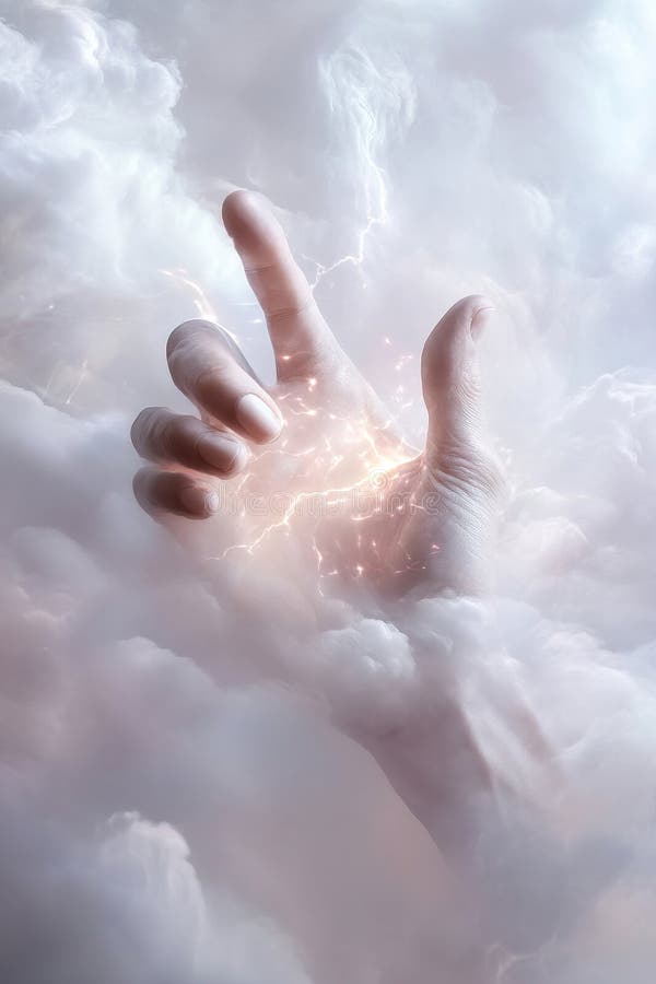 A Colossal Hand Representing Divinity Descends from a Heavenly Realm ...