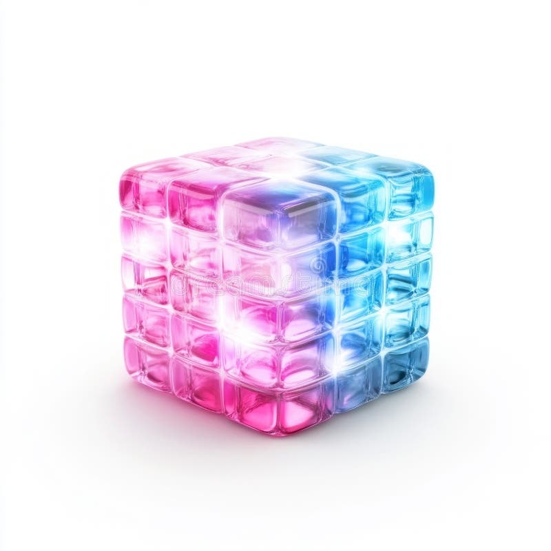 Colossal Ice Cube Radiates Neon Brilliance Stock Illustration ...