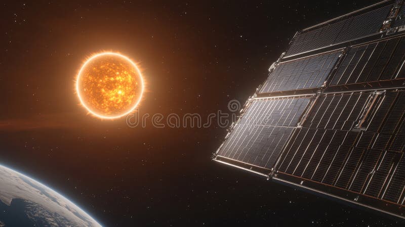 Colossal Megastructure Orbiting a Red Star in Deep Space Illustration ...