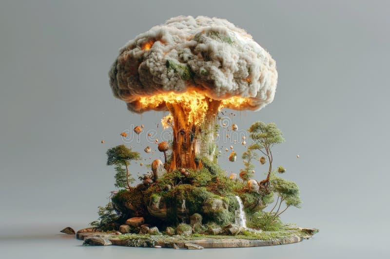 Colossal Nuclear Explosion Ravages a Small Island, Engulfing it in a ...