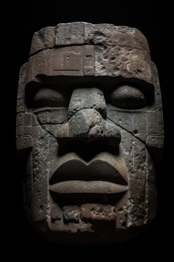 Colossal Olmec Head Stone Statue. in the Forest. Central and South ...