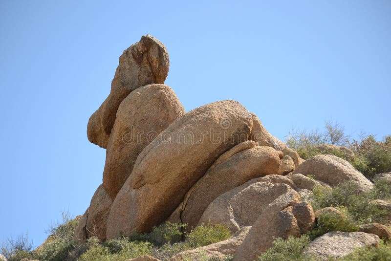 Colossal Sandstone Structures in the Barren Desert Against Blue Sky ...