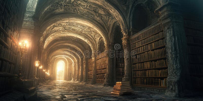 A Colossal Underground Library from an Ancient Civilization for Fantasy ...