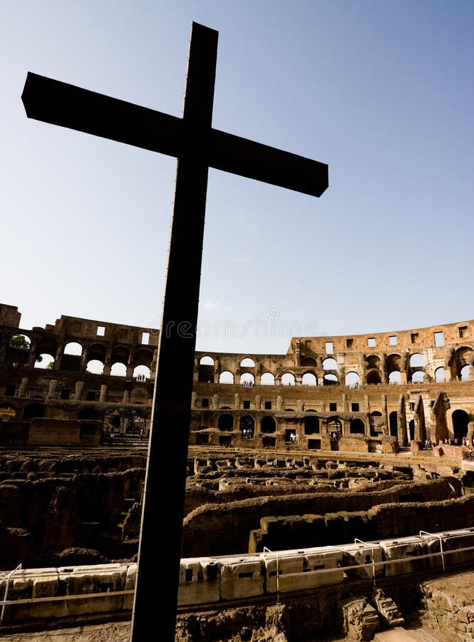 Cross at the Colosseum stock image. Image of catholic - 32684417