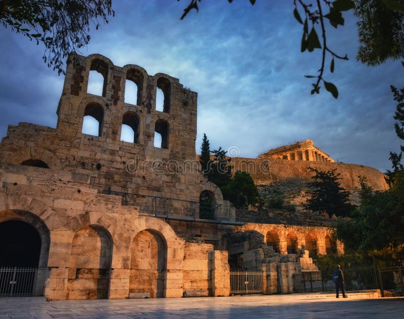 The Colosseum of Athens during Blue Hour Stock Photo - Image of ruins ...
