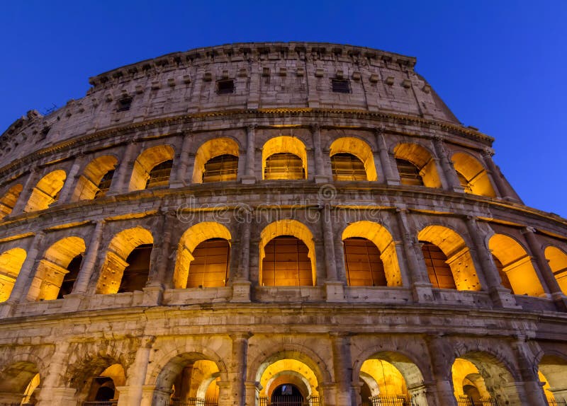 Colosseum Coliseum Building at Night, Rome, Italy Stock Image - Image ...