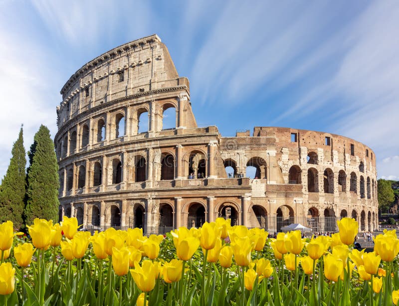 Ancient Colosseum (Coliseum) Building at Sunrise, Rome, Italy Stock ...