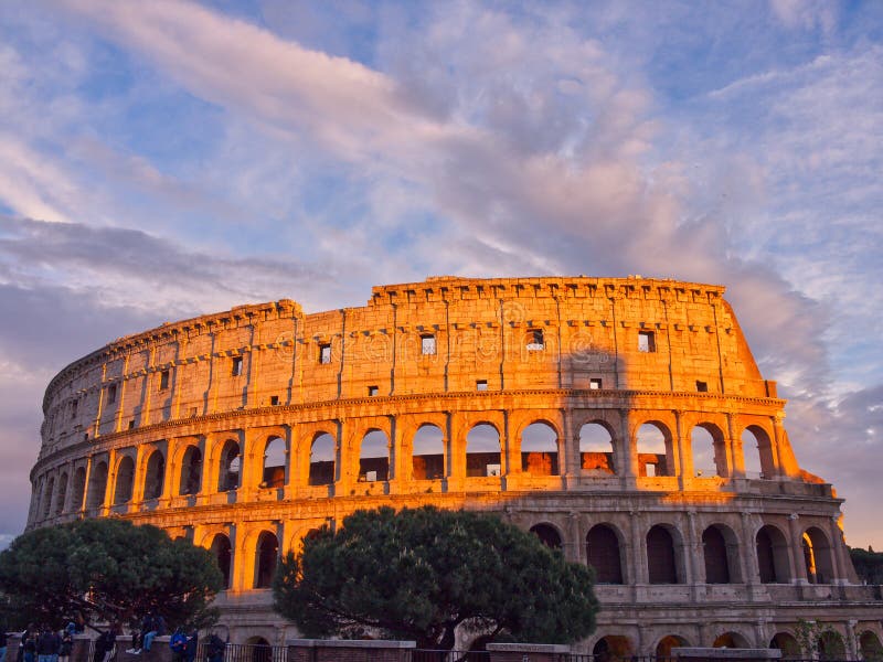 Colosseum Front View in Rome Sunset, Italy Editorial Photo - Image of ...