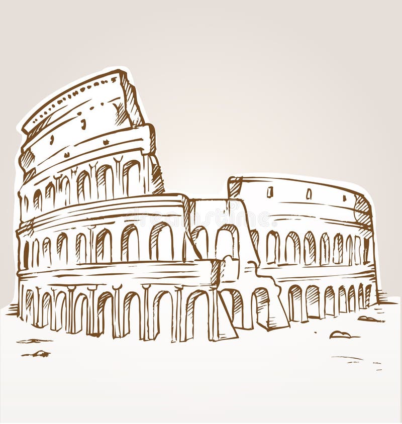 Colosseum hand draw stock vector. Illustration of architecture - 43052570