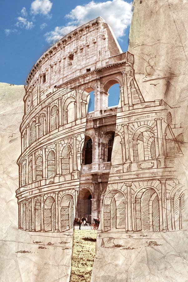 Roman Coliseum Pencil Drawing Stock Photos - Free & Royalty-Free Stock ...