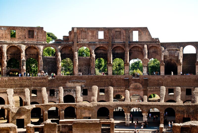 Colosseum Inside. Side View. Stock Photo - Image of historic, cityscape ...