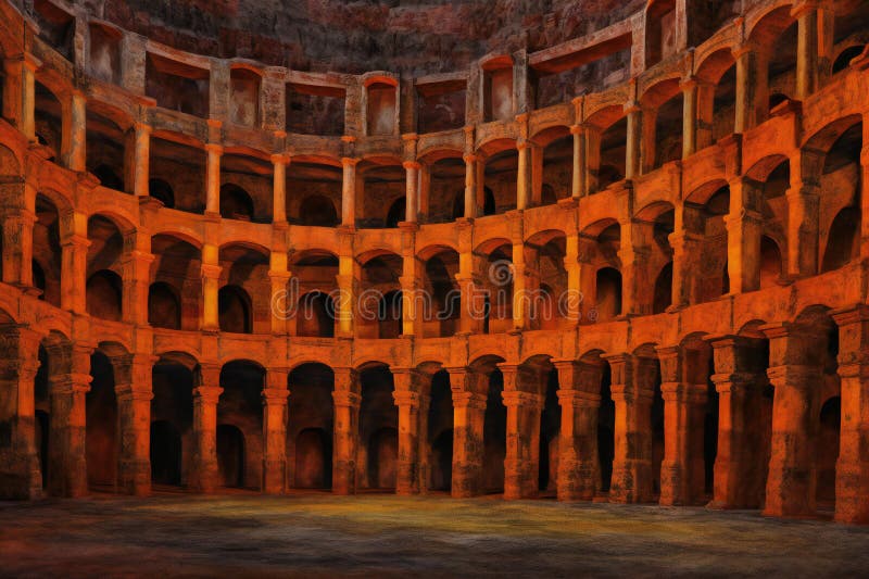 Colosseum Interior in Rome, Italy Stock Illustration - Illustration of ...
