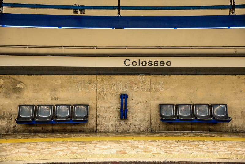 Colosseum Metro Stop in the Early Morning Stock Photo - Image of ...