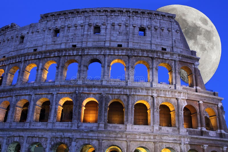 Colosseum moon stock photo. Image of ruin, rome, flavian - 80073018