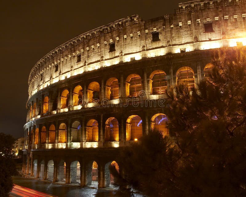 Colosseum at night stock photo. Image of roma, curves - 1484658