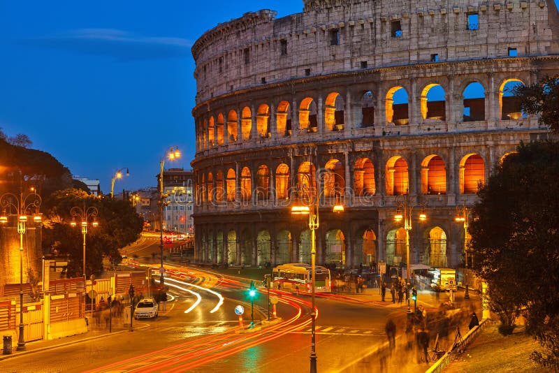 Colosseum at night stock photo. Image of amphitheater - 34025980
