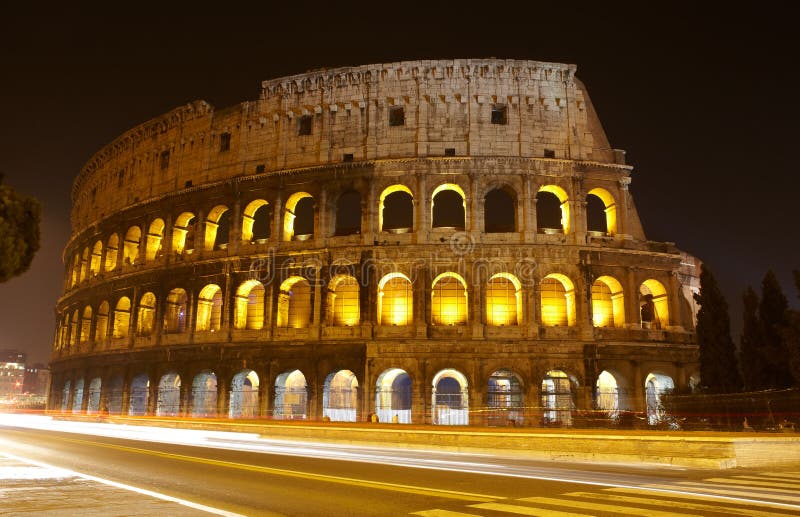 Italy. Rome ( Roma ). Colosseo (Coliseum) at Night Stock Photo - Image ...