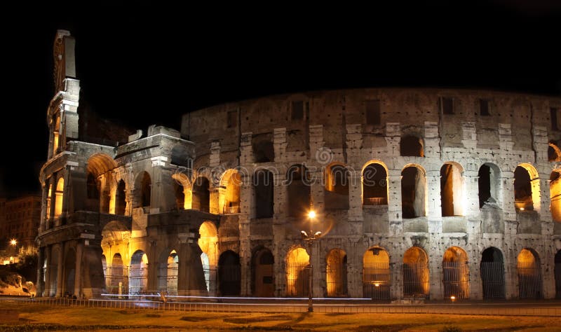 Colosseum at night stock photo. Image of architectural - 1457562