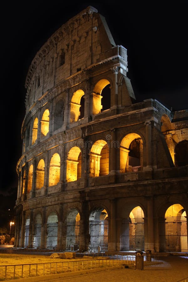 Colosseum at Night in Rome, Italy Stock Photo - Image of italian ...