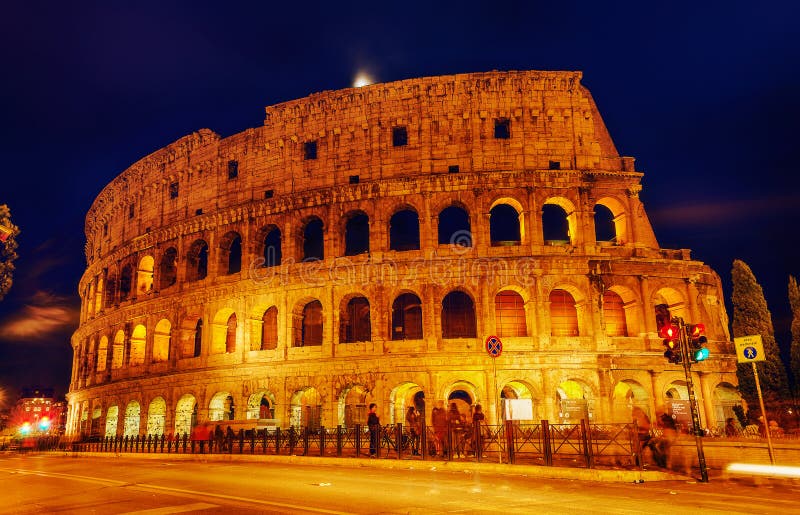 Colosseum at Night stock image. Image of coliseum, tourism - 30165