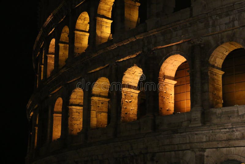 Colosseum at Night. Rome, Italy. Stock Photo - Image of ancient ...
