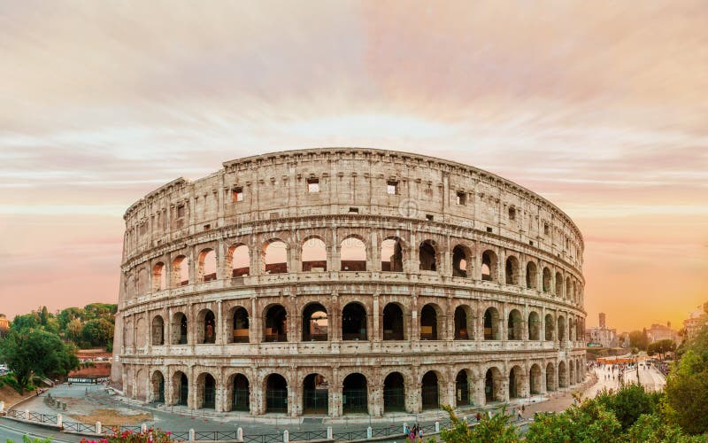 Colosseum Front View at Pre-sunset Time with Marvelous Sky. Stock Image ...