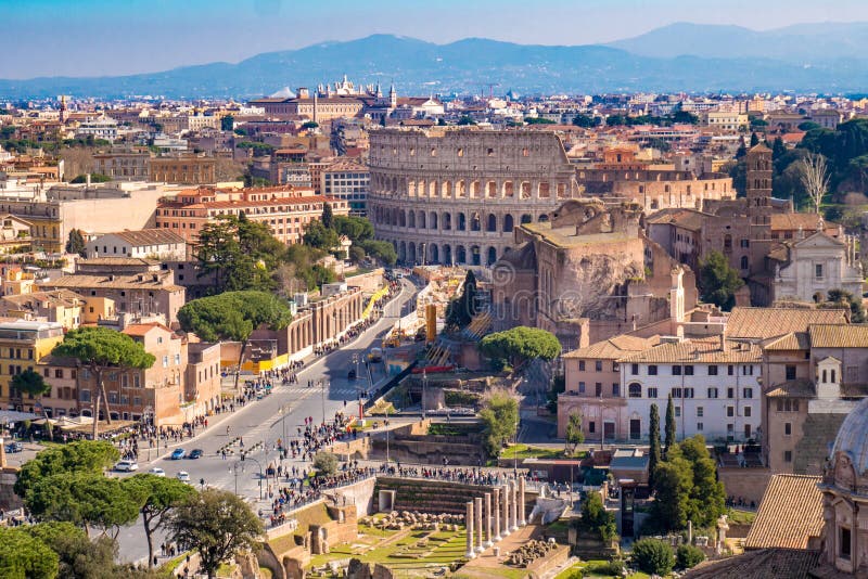 The Colosseum in Rome As Seen from the Air Stock Image - Image of ...