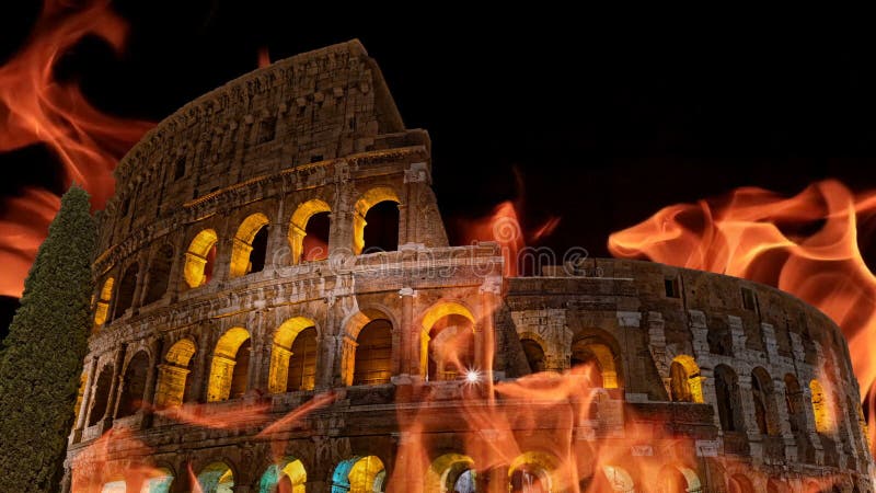 Colosseum Rome on Fire or Burning at Night Video Stock Footage - Video ...