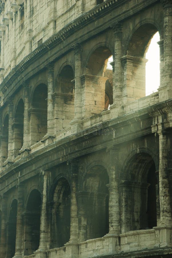 Colosseum, Pillars and Ancient Temples in the Roman Forum Stock Photo ...