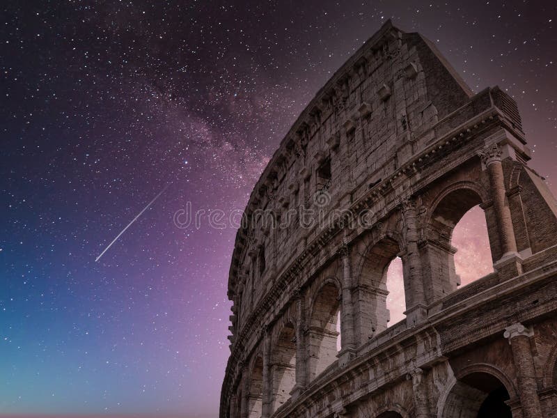 Colosseum Rome Italy Starry Sky Stock Image - Image of european ...