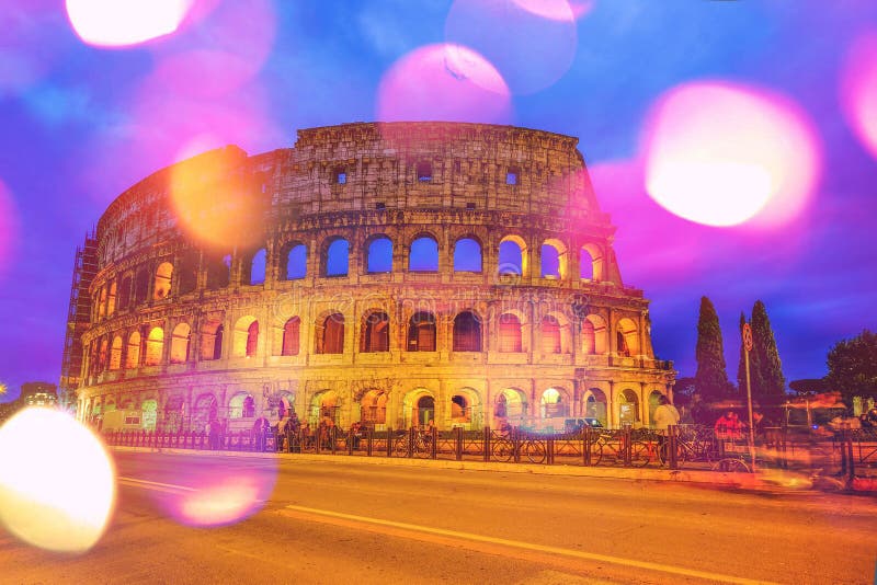 Colosseum, Rome, Italy at Twilight Time Editorial Photography - Image ...