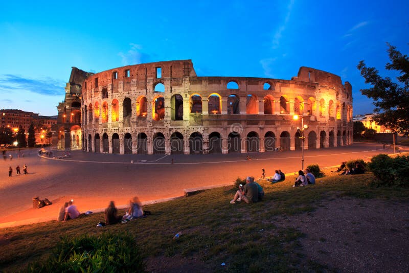 The Colosseum in Rome by Night (at Twilight) Editorial Image - Image of ...