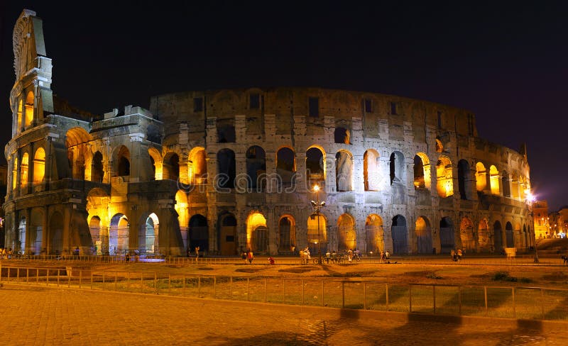 The Colosseum, Rome. Night View Stock Photo - Image of famous, arena ...
