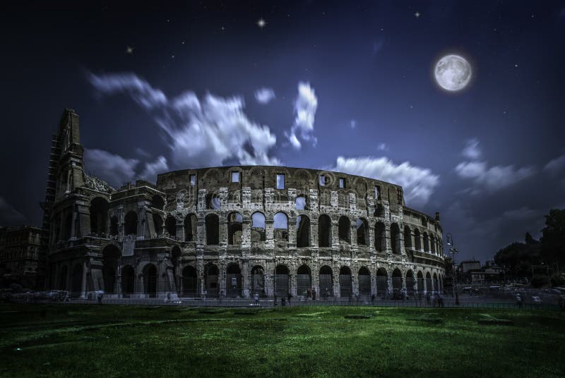 The Colosseum in Rome. Night View Stock Image - Image of exterior ...