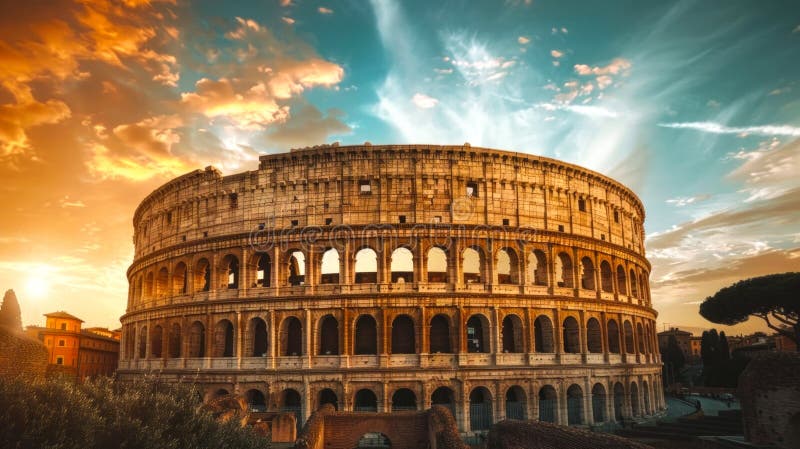 The Colosseum in Rome at Sunset Offers a Stunning View of this Ancient ...
