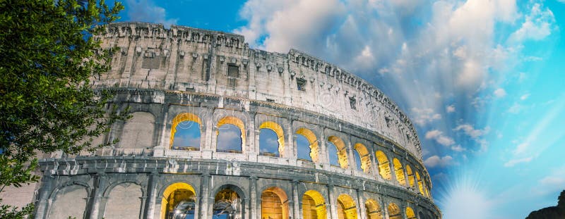 The Colosseum at Sunset, Rome Stock Photo - Image of travel, roman ...