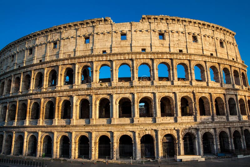 The Colosseum Under the Beautiful Light of the Golden Hour in Rome ...
