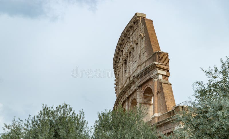 Colosseum Upper Section stock photo. Image of trees - 244318104