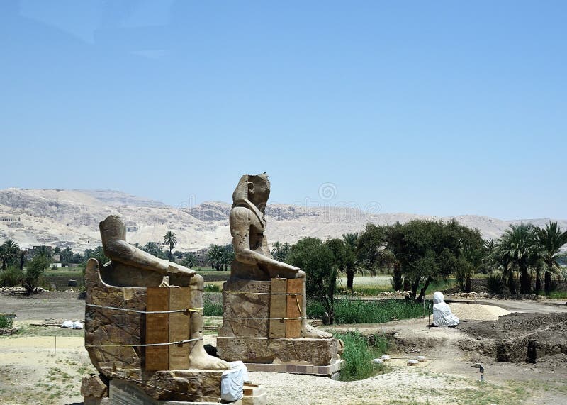 Colossi of Memnon in Egypt stock image. Image of temple - 272469421