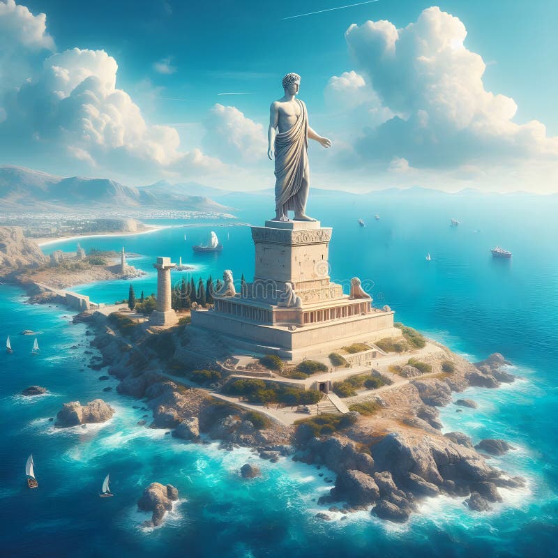 Colossus of rhodes stock illustration. Illustration of times - 373129849