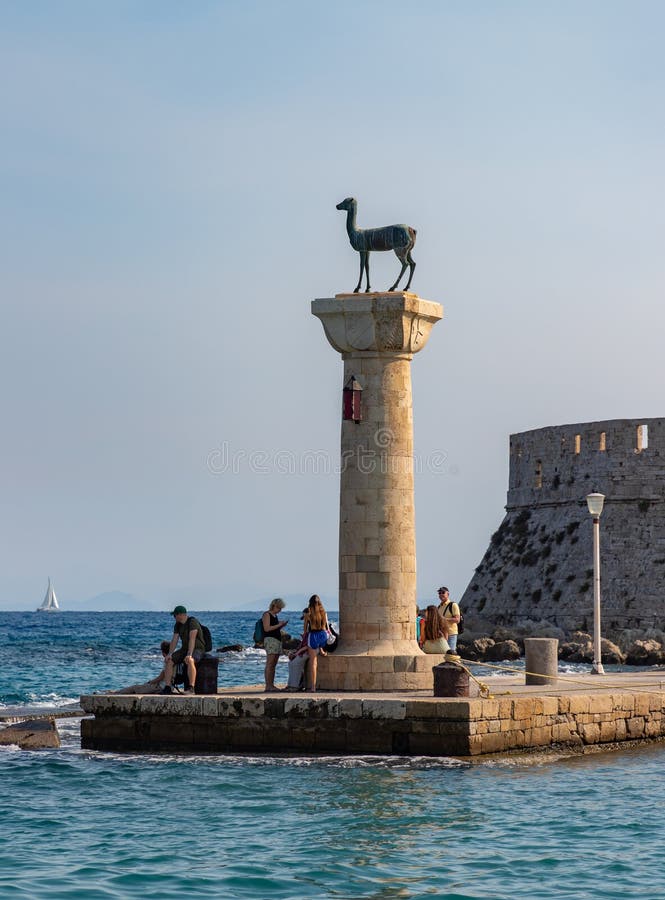Colossus of Rhodes - Doe Statue Editorial Photo - Image of attraction ...